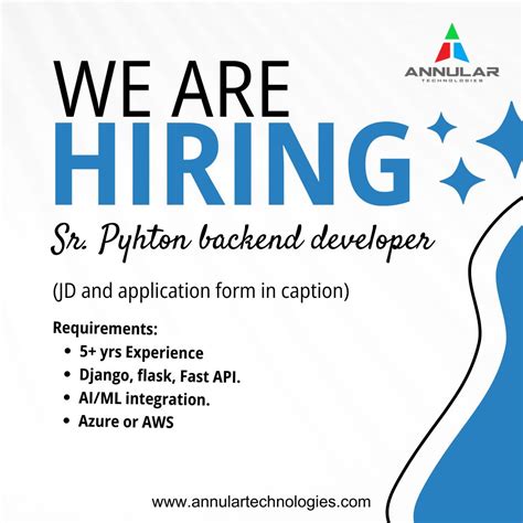 Backenddeveloper Pythonjobs Hiringnow Techcareers Python Django Annular Technologies