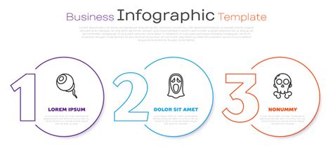 세트 라인 눈 재미 있고 무서운 유령 마스크 할로윈과 크로스본에 두개골 비즈니스 인포 그래픽 템플릿 벡터 고풍스런에 대한 스톡 벡터 아트 및 기타 이미지 Istock