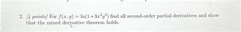 Solved 4 ﻿points ﻿for Fxyln13x2y3 ﻿find All