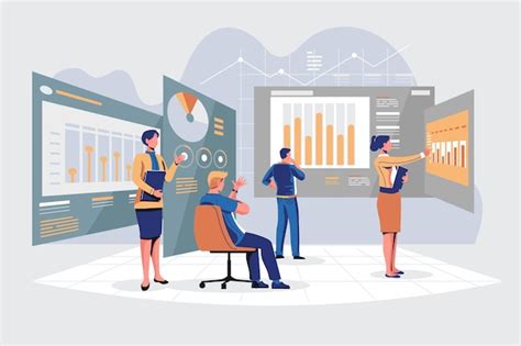 성장 차트를 분석하는 사람들 무료 벡터