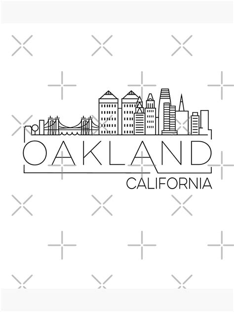 Oakland California Skyline Line Art Black Poster For Sale By Blackcattheory Redbubble