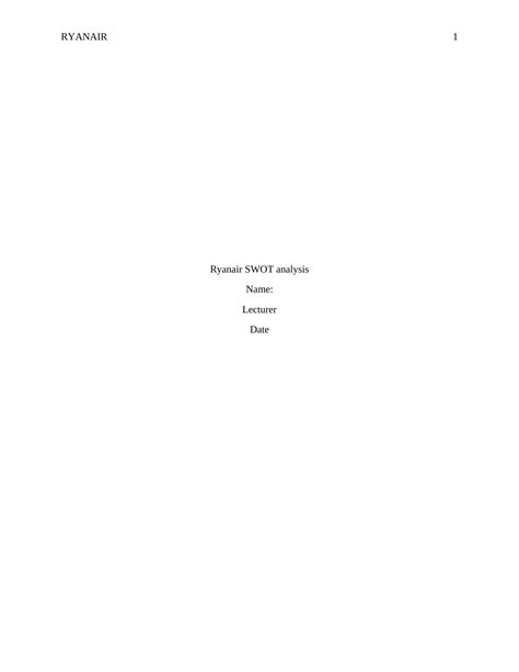 Ryanair Swot Low Cost Airline Analysis And Strategy