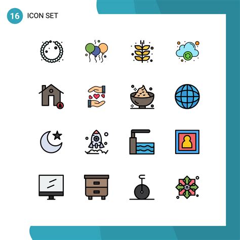 16 Thematic Vector Flat Color Filled Lines And Editable Symbols Of House Buildings Farm Online