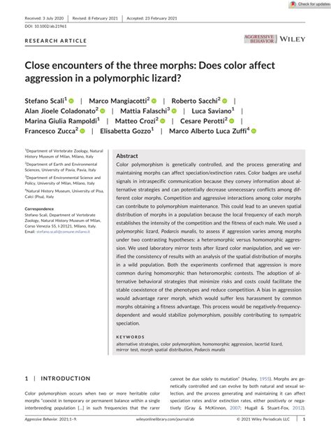 Pdf Close Encounters Of The Three Morphs Does Color Affect