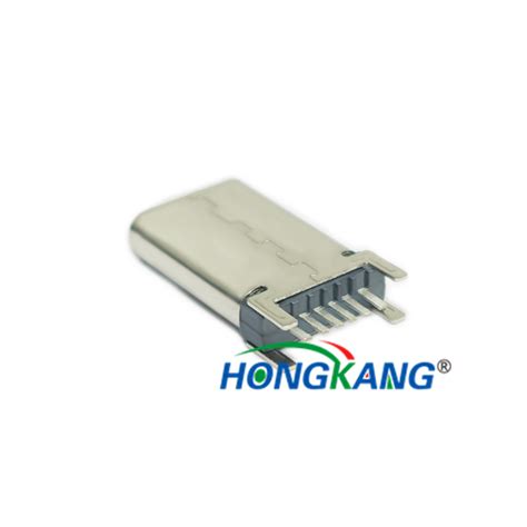 Type C 6pin母座 立式插板 四脚插板 Dip L 13 0mm 无弹 Type C 立式母座 虹康科技