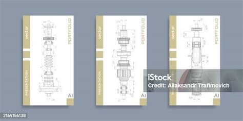 기계 공학 도면 브로셔 템플릿 또는 표지 책 페이지 레이아웃 전단지 디자인 벡터에 대한 스톡 벡터 아트 및 기타 이미지 벡터 설계도 형판 Istock