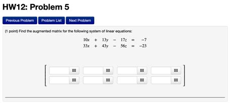 Solved Hw12 Problem 5 Previous Problem Problem List Next