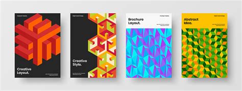 생생한 모자이크 패턴 프리젠 테이션 템플릿 번들입니다 여러 가지 빛깔의 기업 정체성 A4 벡터 디자인 레이아웃 구성입니다 0명에 대한 스톡 벡터 아트 및 기타 이미지