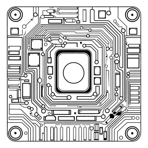 Premium Vector Circuit Board Isolated On White Background Black And White Illustration