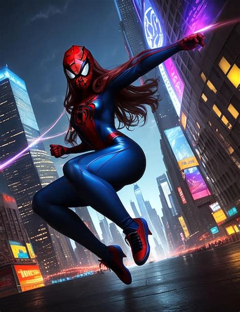 Premium Photo Spider Womans Portrait In Action With Dark Background