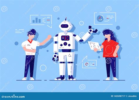 Man And Woman Developing Chat Bot Stock Vector Illustration Of Dialog Human