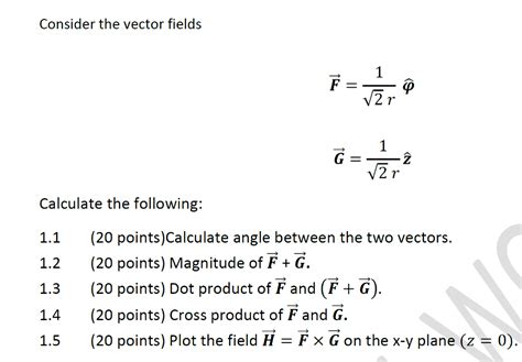 Solved Consider the vector fields F r Ĝ 1 2 12 r Chegg com