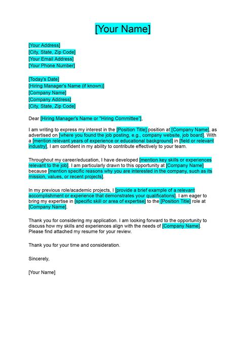 Cover Letter For Job Application Editable Word Document Cover Letter