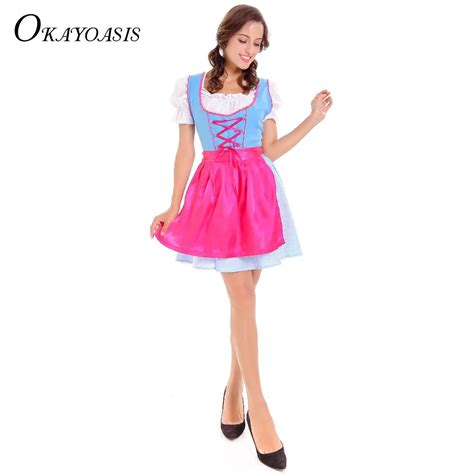 Okayoasis German Oktoberfest Sexy Beer Girl Costume Bavarian Women Halloween Party Fancy Dress