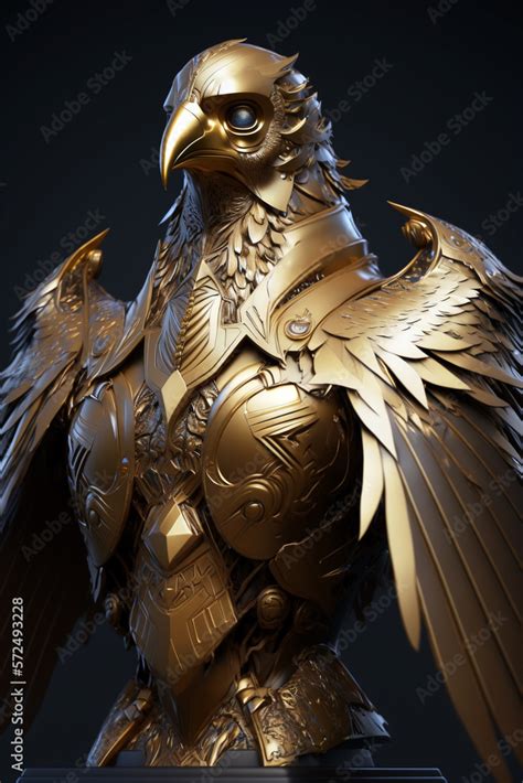 Eagle Warrior In Gold Armor Concept Art Generative Ai Design Stock