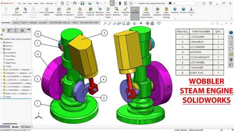 Wobbler Steam Engine Parts And Assembly In Solidworks Solidworks Engineering Assembly