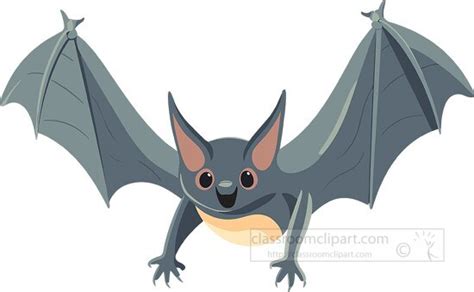 Bat Clipart Cartoon Style Bat Flying Wings Open