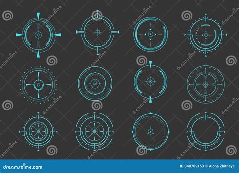 Hud Aim Pointer Optical Target Futuristic Focus Range Indicators