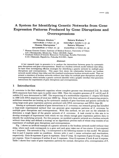1998 A System For Identifying Genetic Networks From Gene Expression Patterns Pdf Gene
