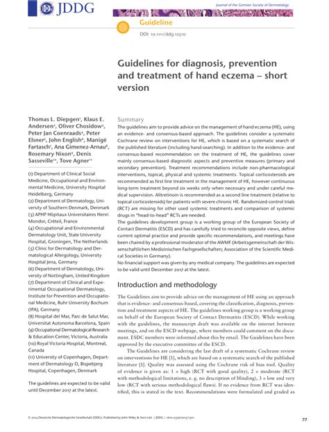 Pdf Guidelines For Diagnosis Prevention And Treatment Of Hand Eczema