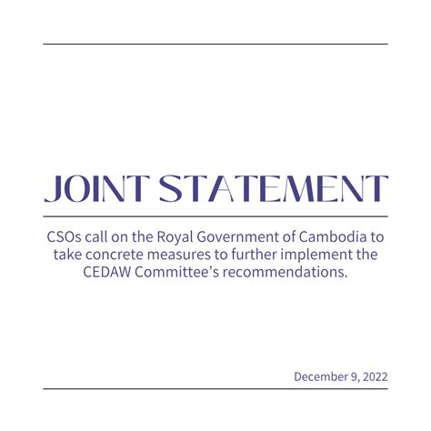 Joint Statement December 9 2022 The Cambodian Ngo Committee On Cedaw