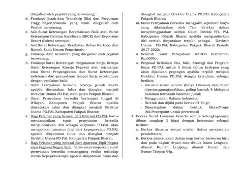 Pengumuman Tahapan Seleksi Direksi Pd Fix Ppt