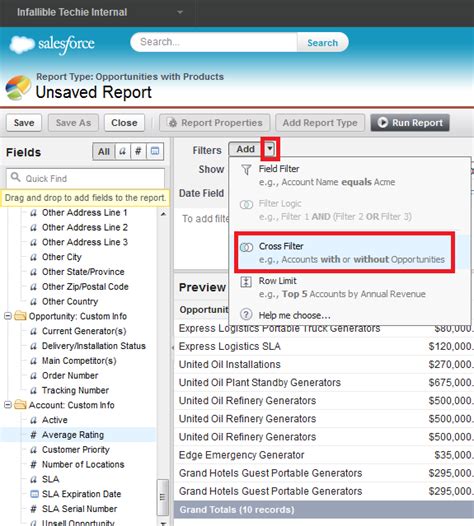 InfallibleTechie Cross Filters In Reports In Salesforce
