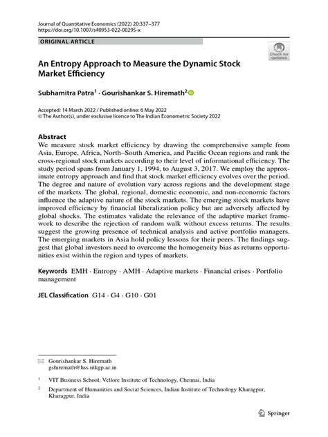 An Entropy Approach To Measure The Dynamic Stock Market Efficiency