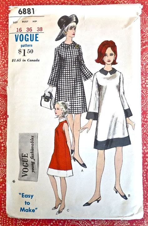Vogue 6881 Vintage 1960s Womens Aline Dress Pattern By Fragolina 15