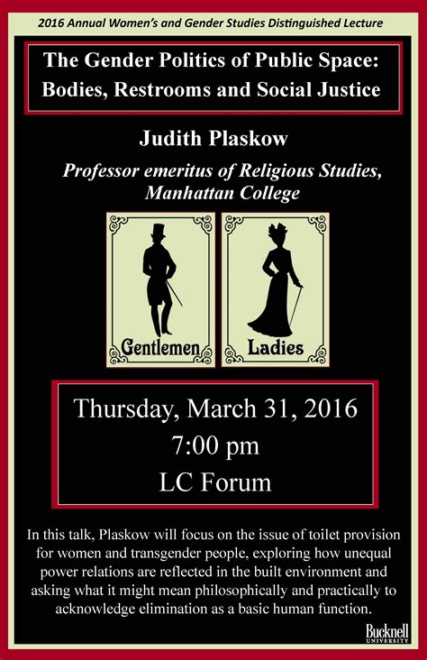 Judith Plaskow “the Gender Politics Of Public Space Bodies Restrooms And Social Justice