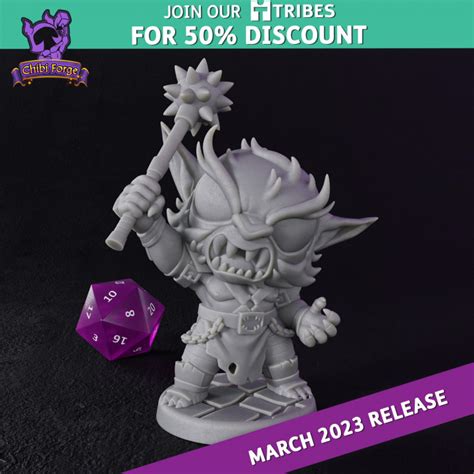 3d Printable Bugbear Warchief Chibi Forge By Titan Forge Miniatures