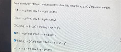 Solved Determine Which Of These Relations Are Transitive