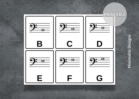 Bass Clef Flash Cards Printable Music Note Flash Cards Bass Clef Cards Musical Note Flashcard