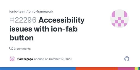 Accessibility Issues With Ion Fab Button · Issue 22296 · Ionic Teamionic Framework · Github