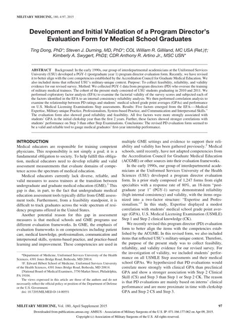 Pdf Development And Initial Validation Of A Program Directors