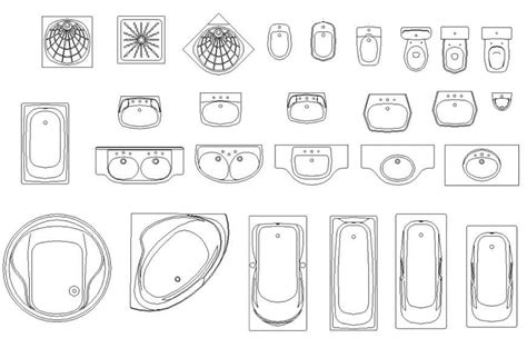 Different Sanitary Blocks Detail 2d View Dwg File
