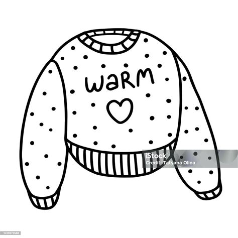 겨울 울 스웨터 따뜻하고 아늑한 옷 엽서 패키지 및 인쇄를 위한 설계 낙서 스타일의 손으로 그린 벡터 스톡 일러스트레이션 0명에 대한 스톡 벡터 아트 및 기타 이미지