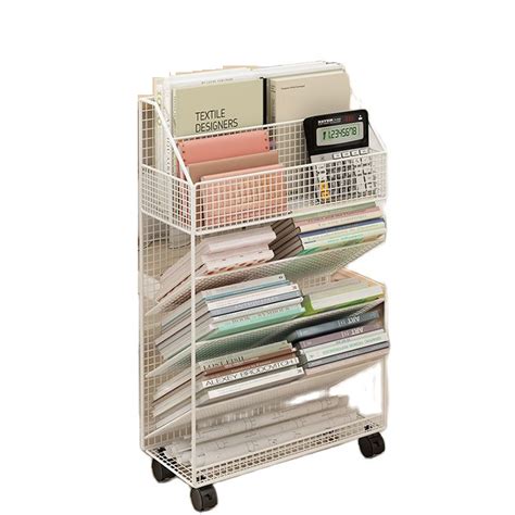 북웨건 책꽂이정리함 철제 이동식 간이 책상서랍 5단 북트롤리 학습트롤리 책수레 위시버킷