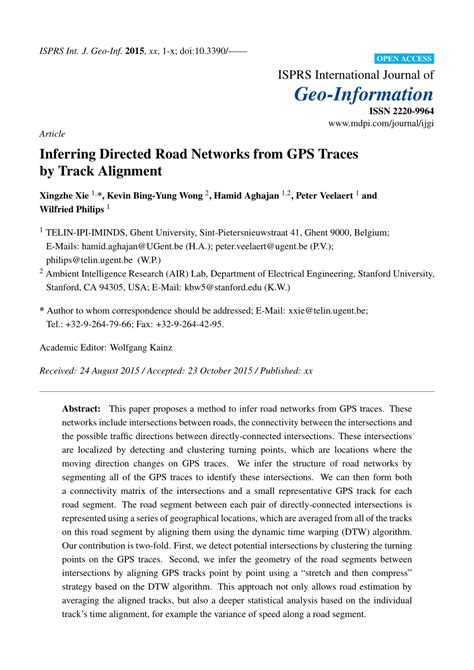 Pdf Inferring Directed Road Networks From Gps Traces By Track Alignment