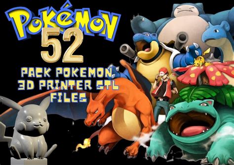 Pack Pokemon 52 Pack Printer Stl Files Pokemon 3d Figure Pokemon Print Ready 3d Model 3d
