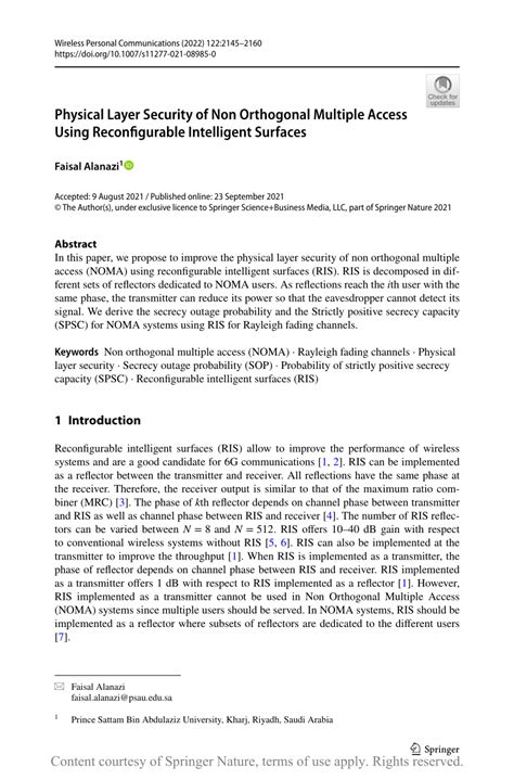 Physical Layer Security Of Non Orthogonal Multiple Access Using