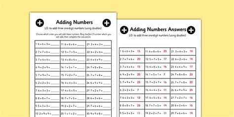 Adding 3 1 Digit Numbers Lesson 2 Worksheet Teacher Made