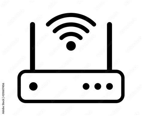 Internet Service Wireless Router Modem With Wifi Signal Line Art Vector Icon For Apps And