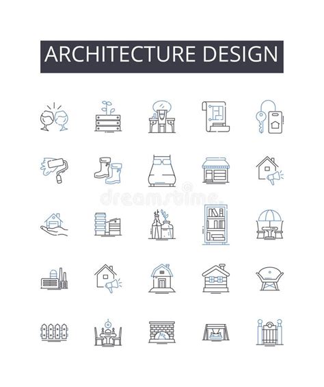 Architecture Design Line Icons Collection Building Design Structural Engineering Urban