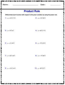 Calculus Product Rule Worksheets Rule Of Differentiation Derivative