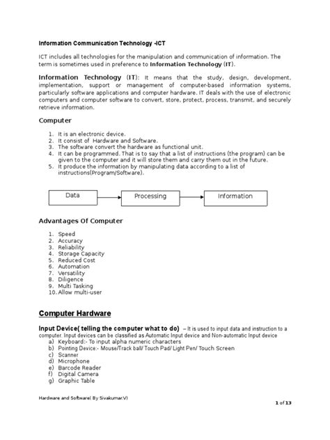 Hardware And Software Pdf Printer Computing Computer Data Storage