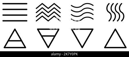 Four Elements Icons Line Triangle And Round Symbols Set Template Air