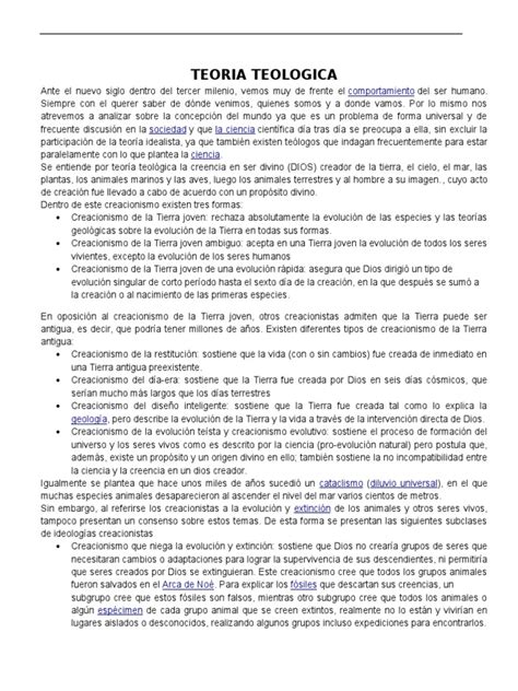 Teoría Teologica Pdf Creacionismo Extinción