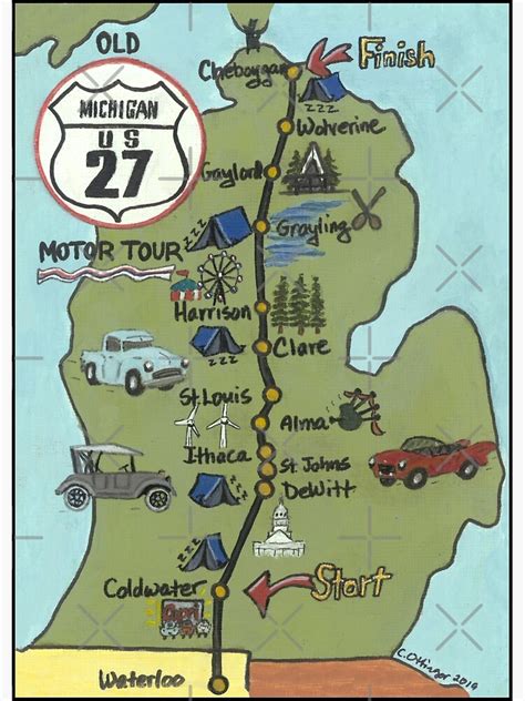 Old Michigan Us 27 Motor Tour Poster For Sale By Ottingerart Redbubble