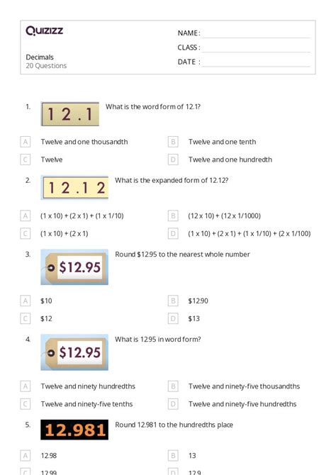 50 Decimals Worksheets For 5th Class On Quizizz Free And Printable
